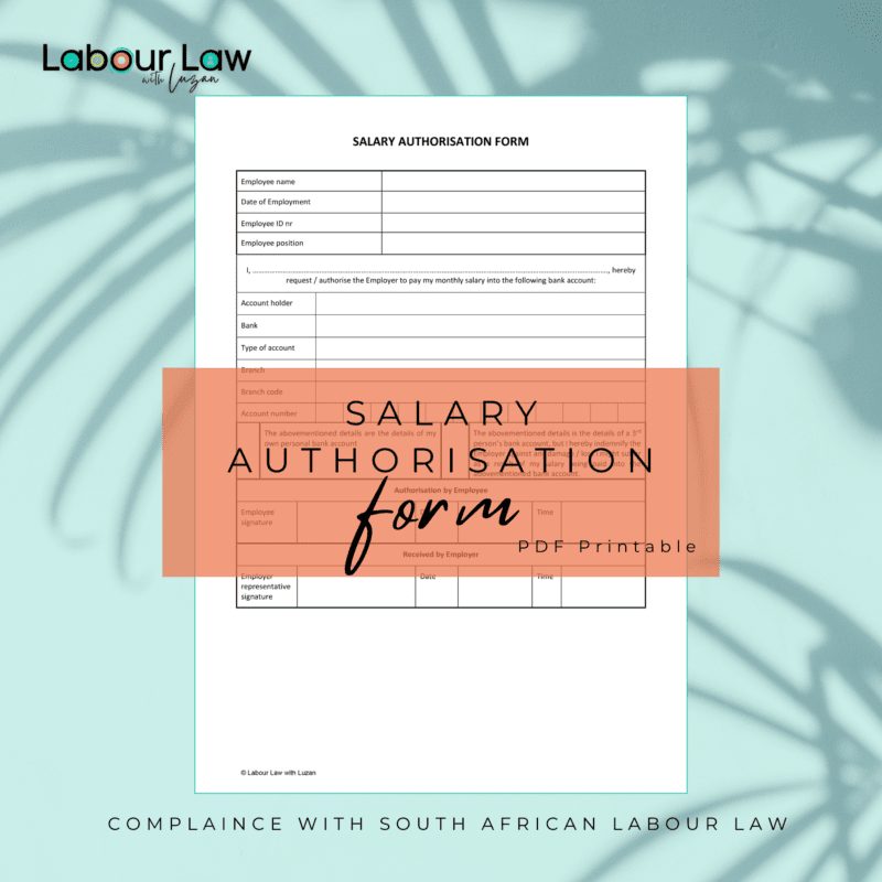 Salary Authorisation Form – Compliant with SA Labour Law - Labour Law ...
