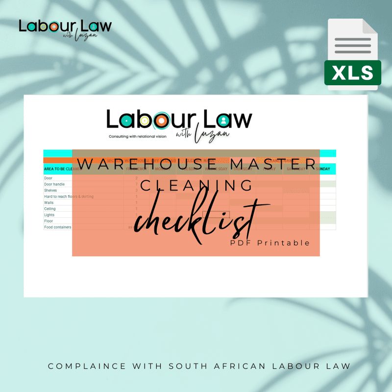 Warehouse Master Cleaning Checklist Template - Labour Law with Luzan