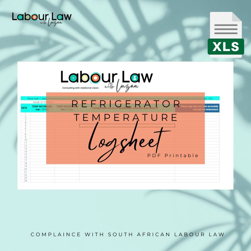 Refrigerator Temperature Logsheet Template - Labour Law with Luzan