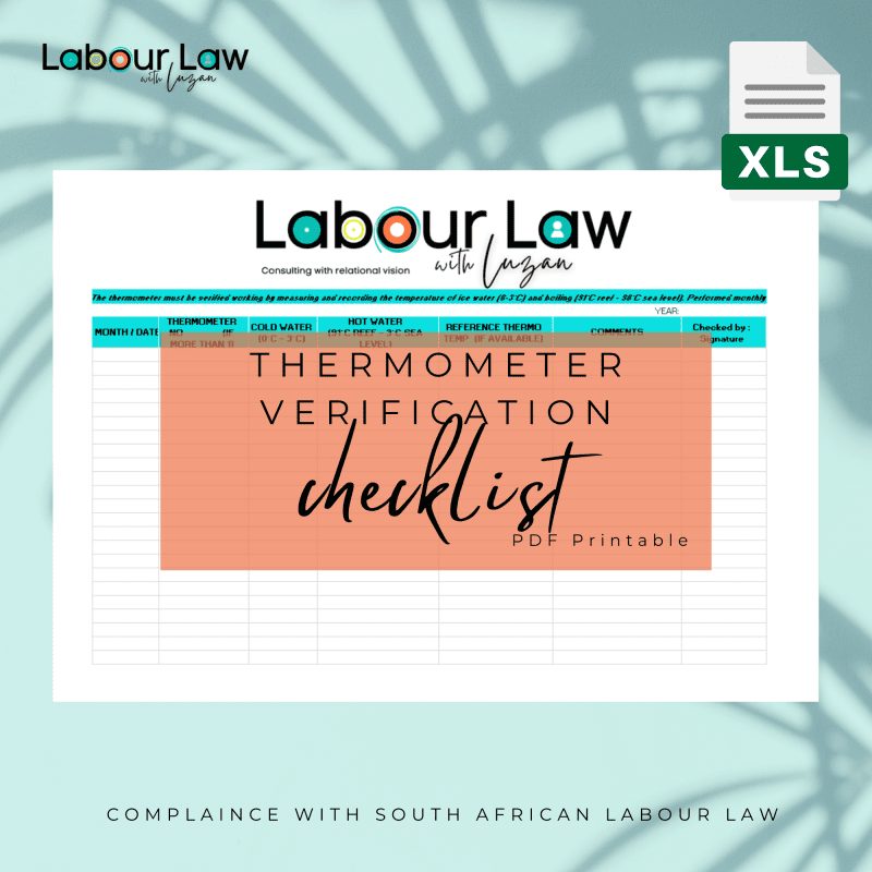 Thermometer Verification Checklist Template - Labour Law with Luzan