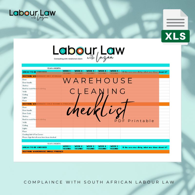Warehouse Cleaning Checklist Template - Labour Law with Luzan