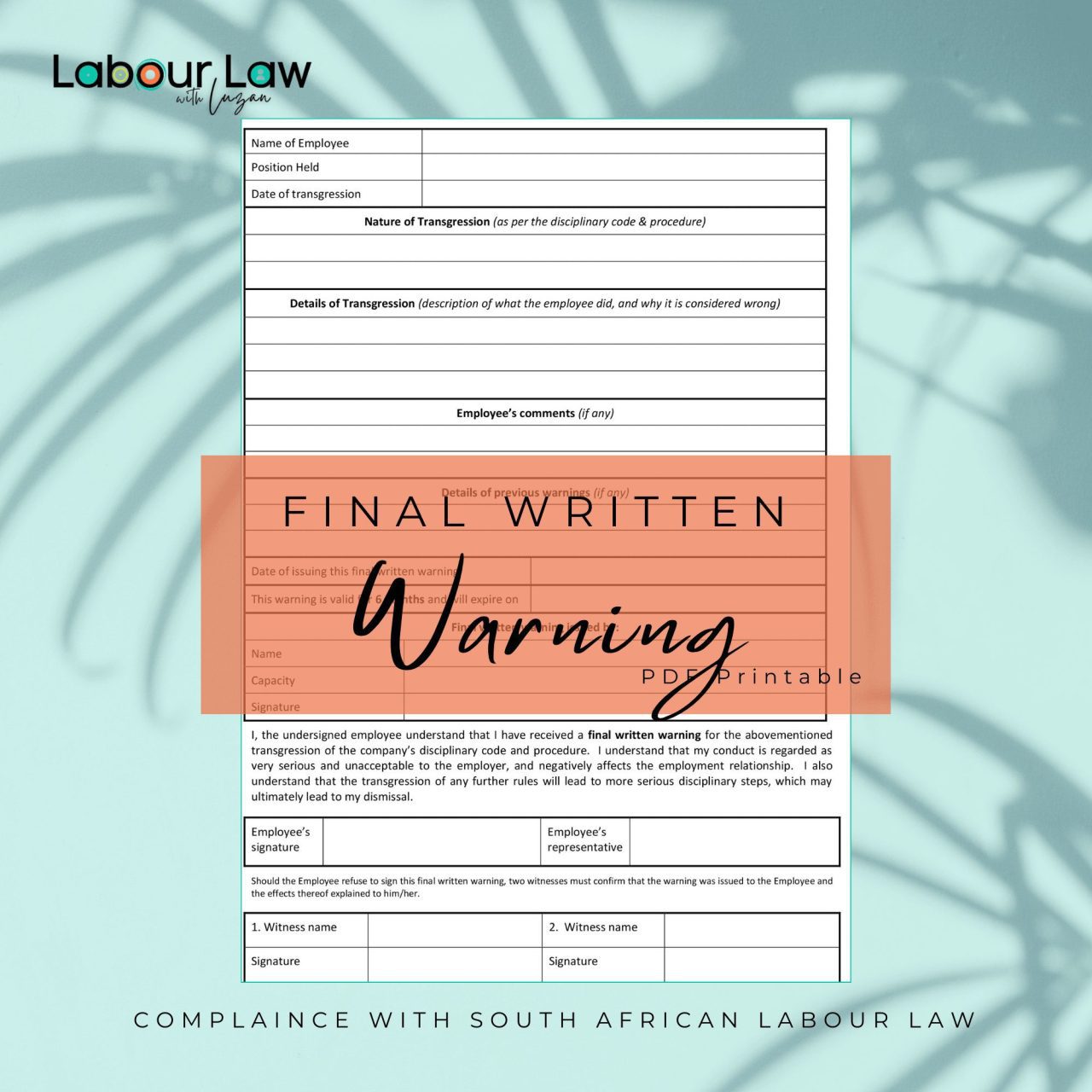 Final Written Warning | Labour Law with Luzan